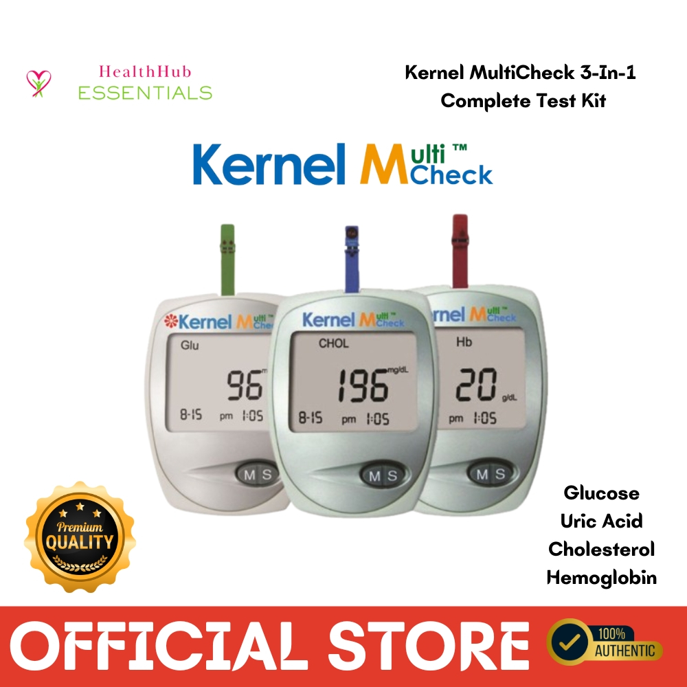 Kernel MultiCheck 3-IN-1 Test Kit Bundle (Glucose, Uric Acid ...