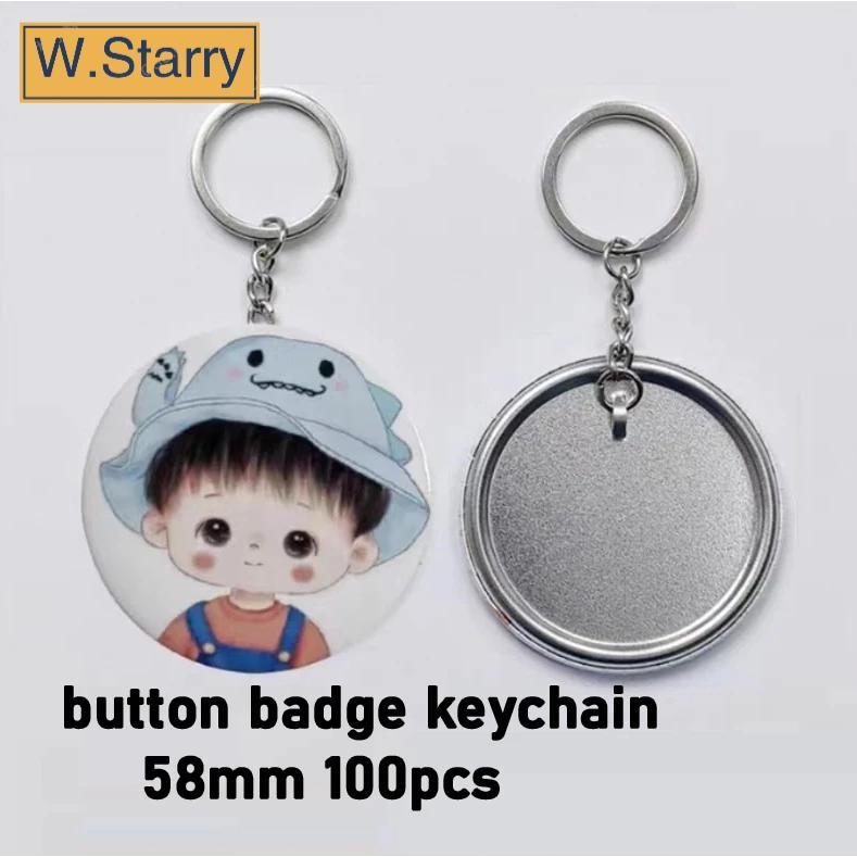 100pcs button badge keychain 58mm matte surface metal back button badge ...