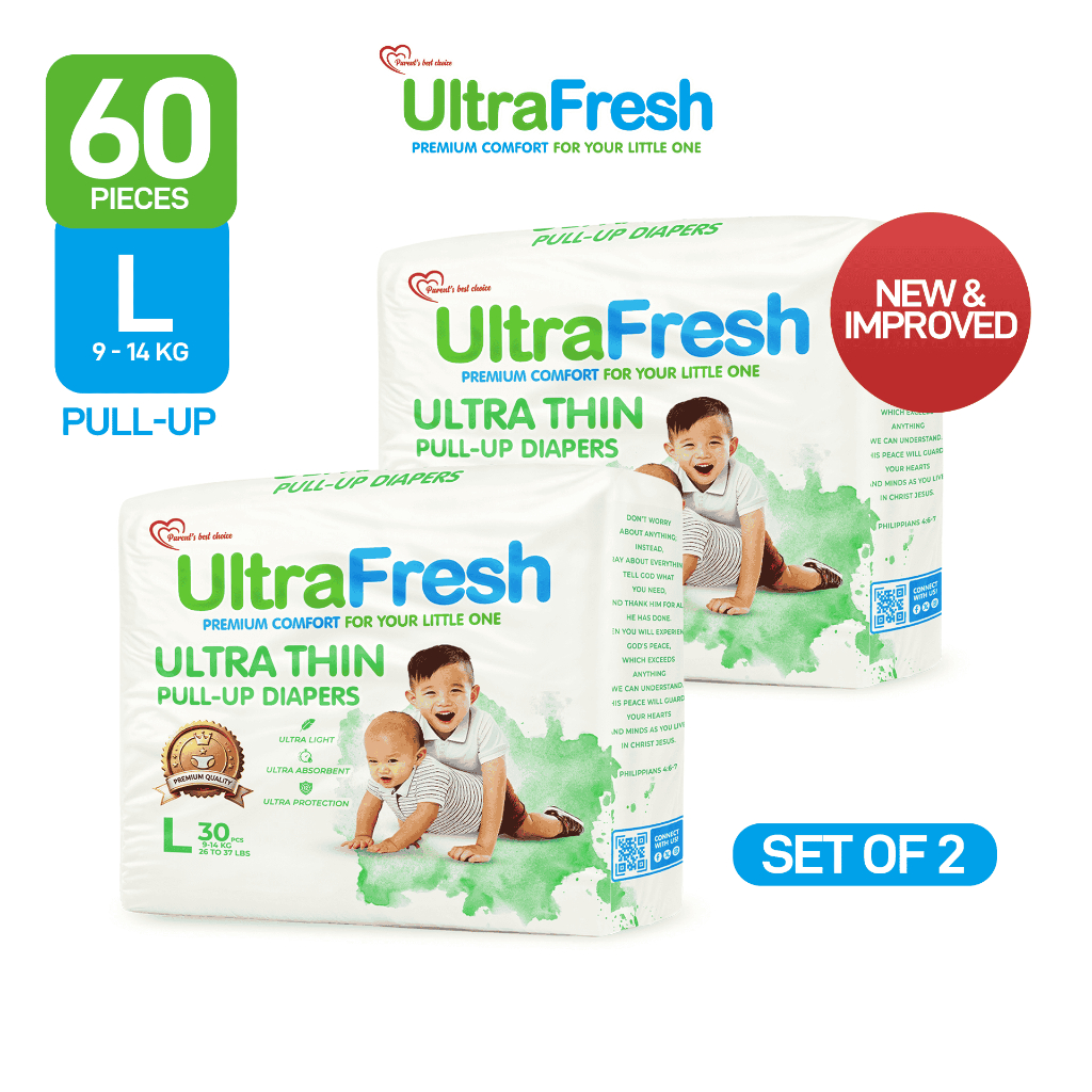 Ultrafresh Ultra Thin Baby Pull Up Diaper Large 30s pack of 2 | Shopee ...