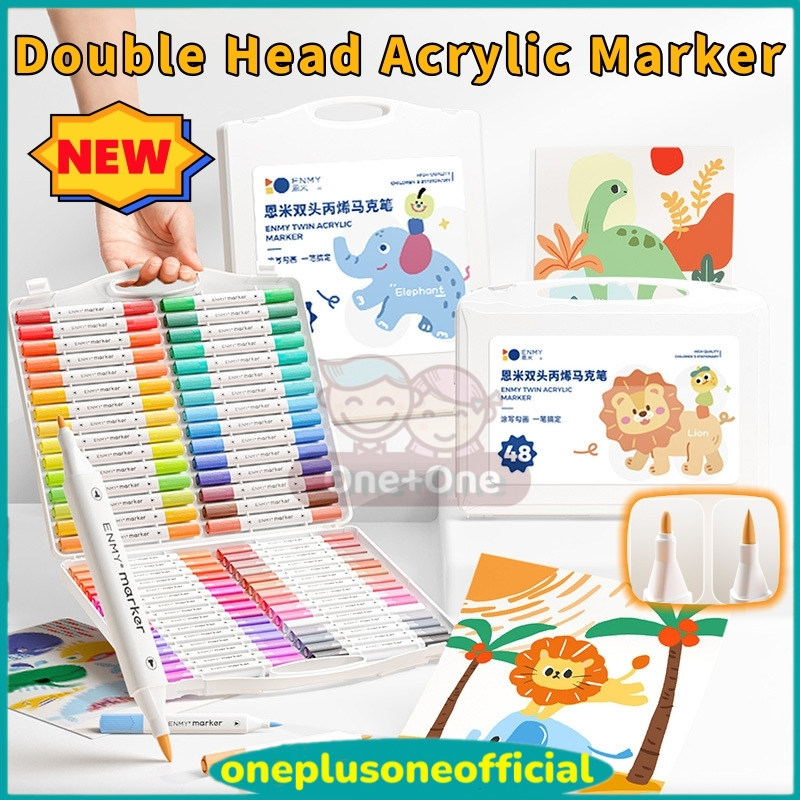 Dual-Head Acrylic Marker Pen Set Fine Tips and Brush Heads color pen ...