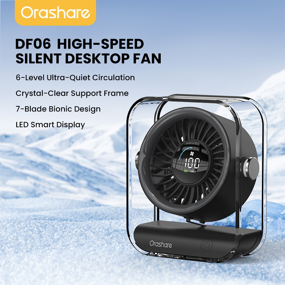 Orashare DF06 Portable High Speed Desk Fan 100 Speed Wind 3000mAh ...