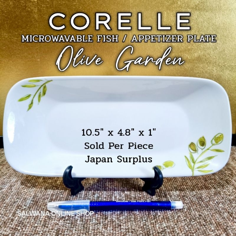 CORELLE USA OLIVE GARDEN MICROWAVABLE RECTANGULAR FISH / APPETIZER TRAY ...