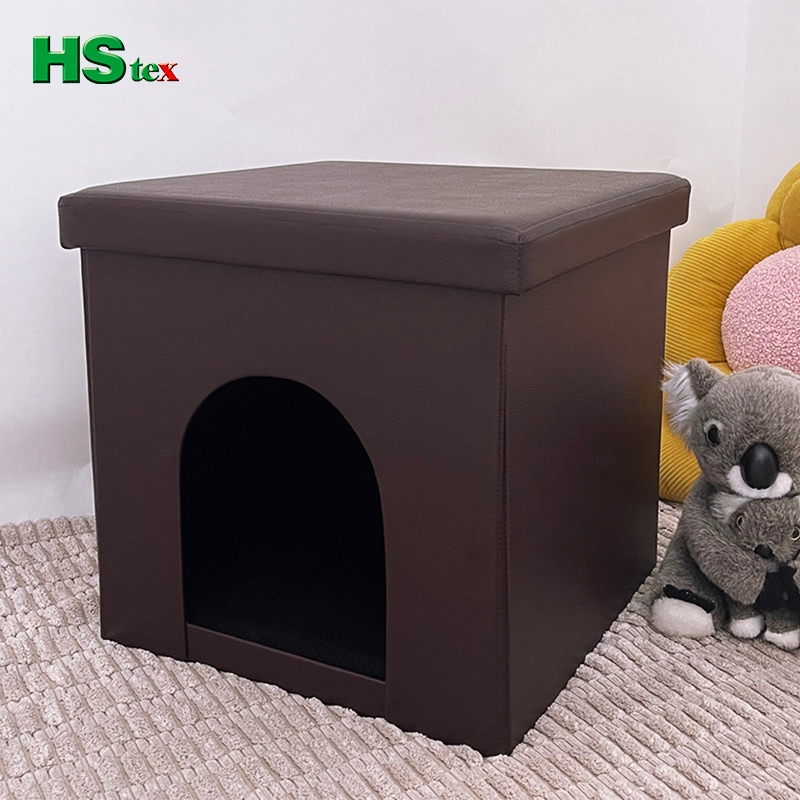 HStex PVC Foldable Kennel Stool Pet House Storage Stool Leather Cat ...