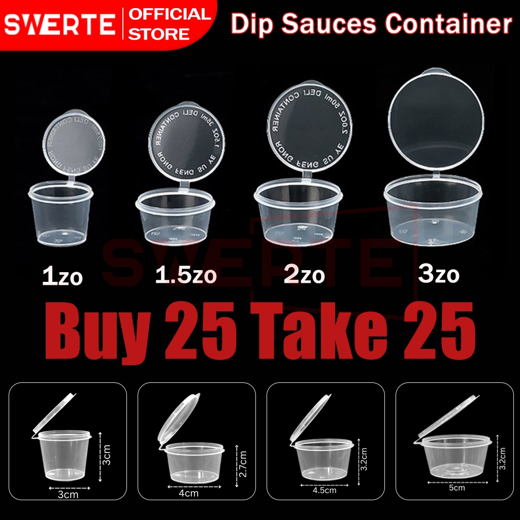 50 -100 pcs Hinged Cup Sauce Cup 1/1.5/2/3/4oZSalad Cup With Hinged Lid ...