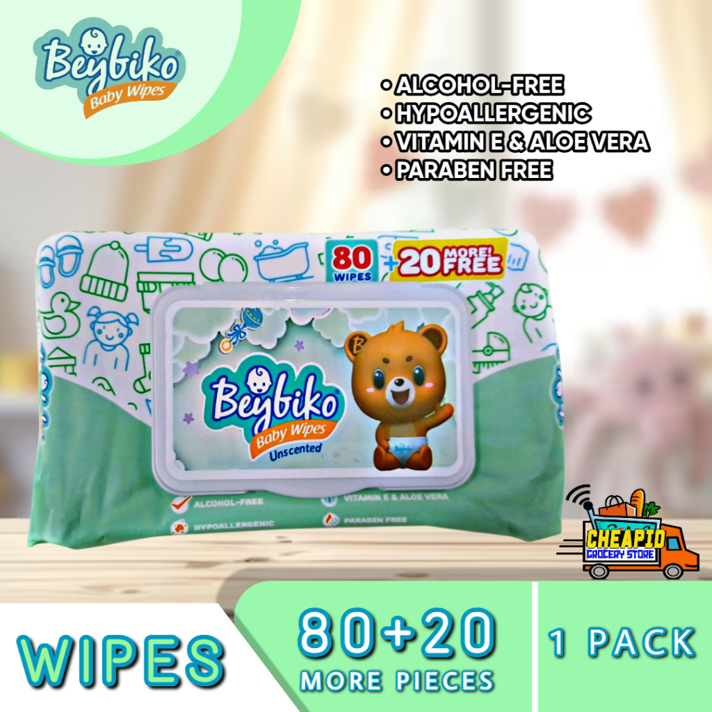 Beybiko Unscented babybwipes 80+20sheets (1pack) | Shopee Philippines