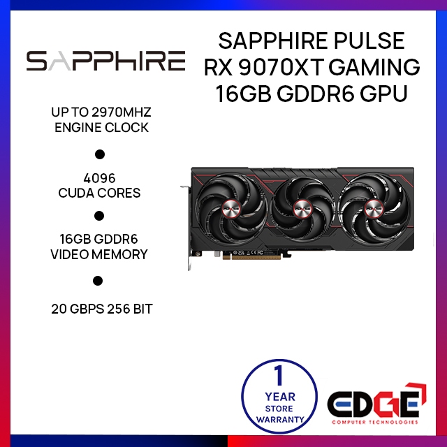 EDGE | SAPPHIRE Pulse RX 9070XT Gaming 16GB GDDR6 GPU Graphics Card Unit | Shopee Philippines