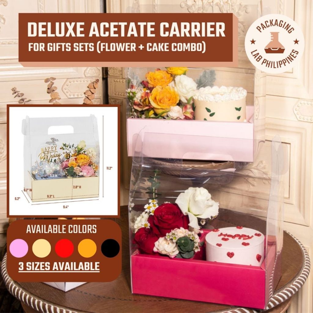 [5pcs] Deluxe Acetate Carrier for Cakes and Flowers, Gift Box Set ...