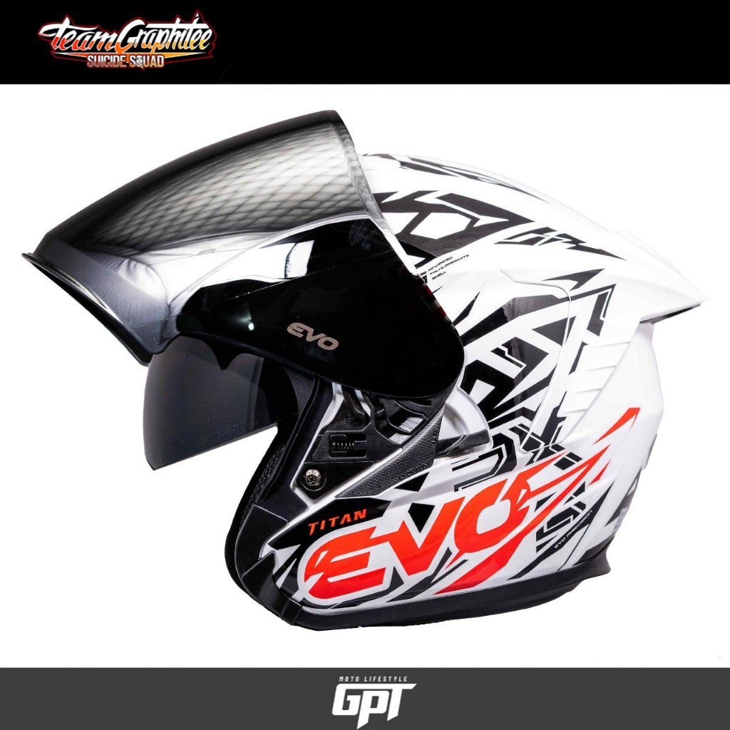 EVO HELMETS RX5 TITAN HALF FACE DUAL VISOR w/ free clear lens | Shopee ...