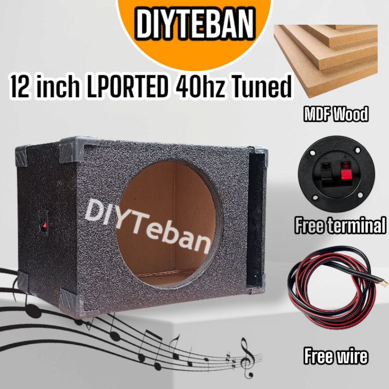 12 Inches Subwoofer Box 40hz Tuned Lported MDF Black Textured Enclosure ...