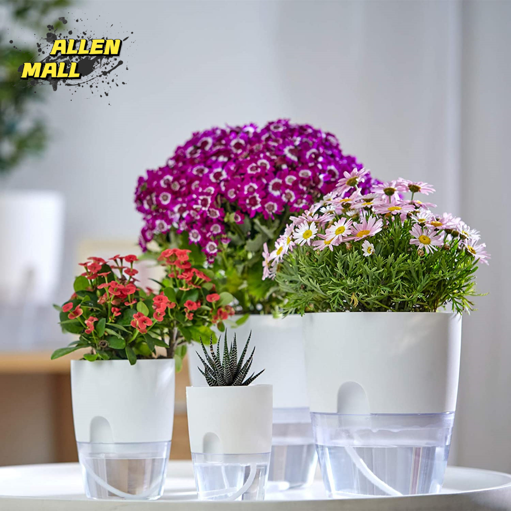 Water Inlet Self Watering Pot White Pots For Plants Indoor Outdoor ...