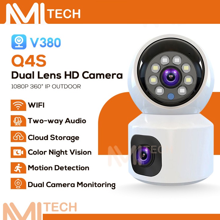 V380 Q4S Dual Lens Two Direction HD 1080P 360° IP Camera Wifi Security ...