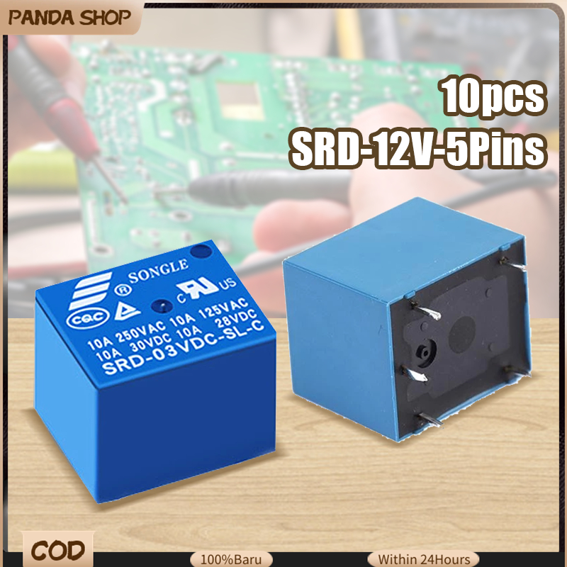 10PCS Mini SRD-5VDC-SL-C Relay 5Pin 10A 250V Protection Circuit Switch ...