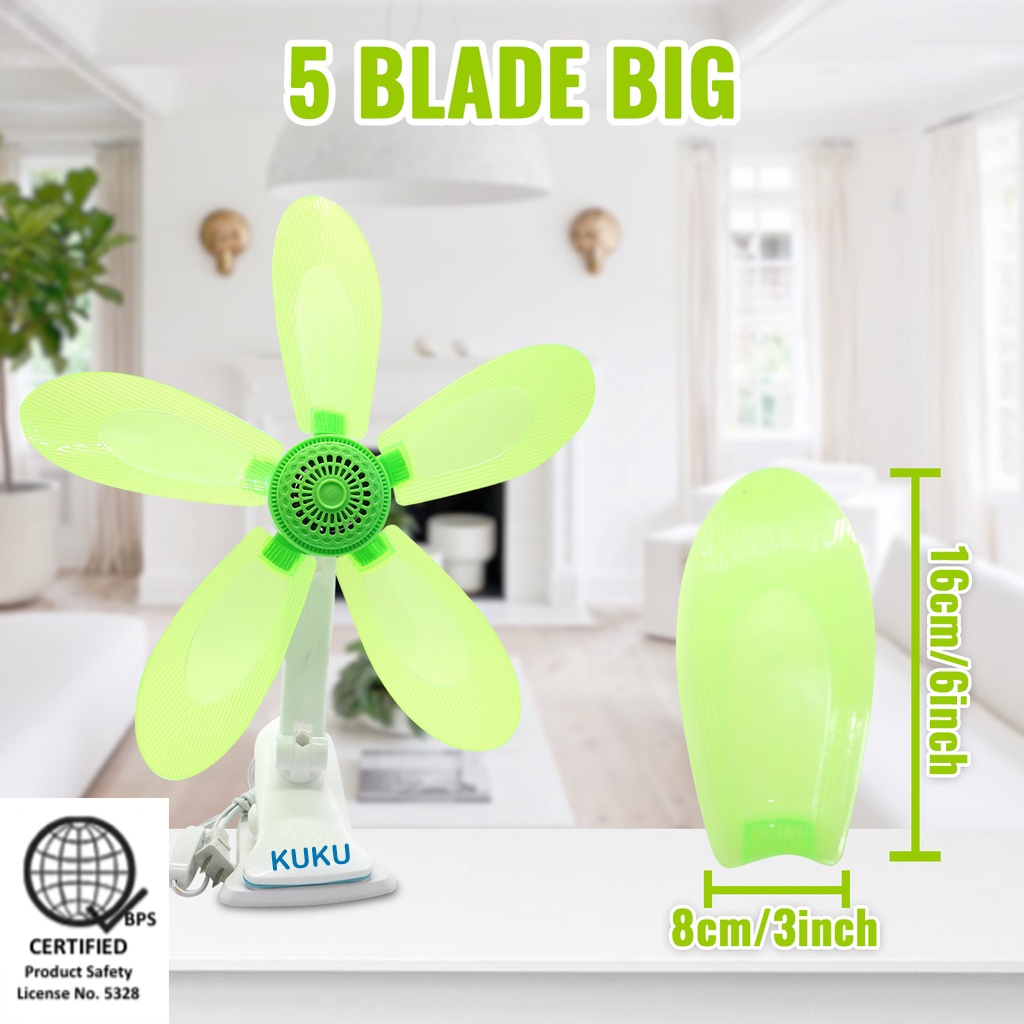 goodlight-plus KUKU 5 Blade Stand Fan Electric Fan Big Clip Fan ...