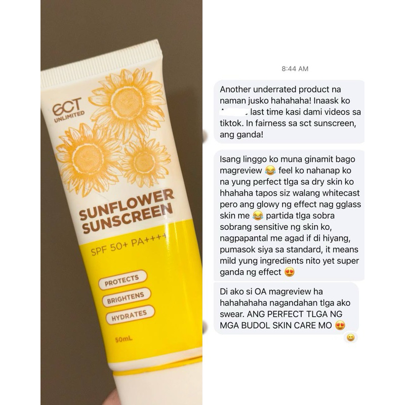 SCT SUNFLOWER SUNSCREEN SPF 50+ PA++++ 50ml | Shopee Philippines