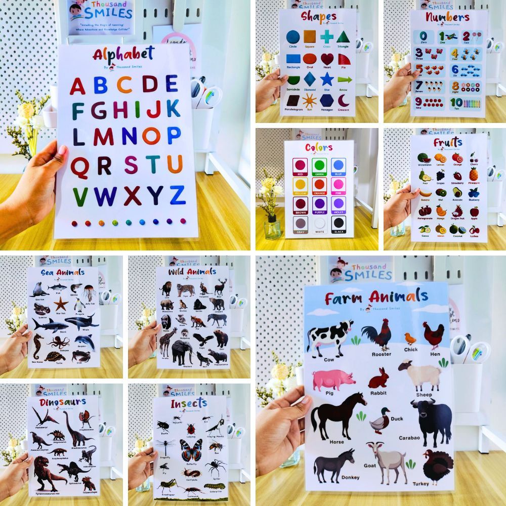 5 PCS Thousand Smiles ABC Alphabet Chart for Kids Laminated Educational ...