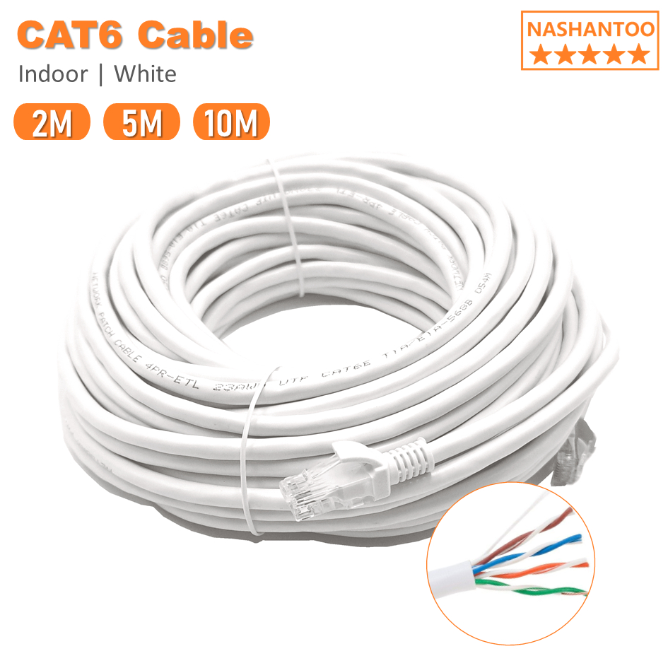Nashantoo Cat6 2M/5M/10M Patch Cord UTP Ethernet LAN Cable CCA Type Indoor Network Cable (white ...