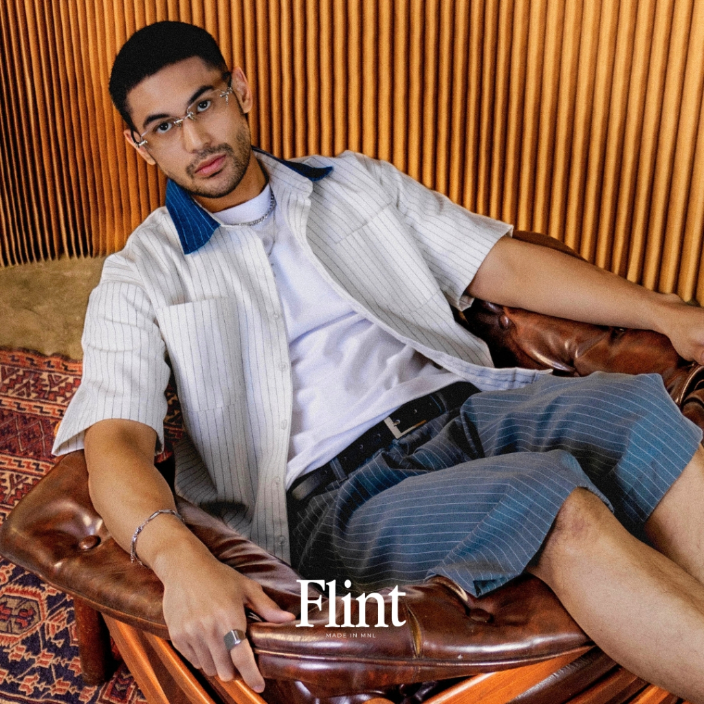 Flint by Made in Mnl: Pinstripe Contrast-Collar Polo | Shopee Philippines