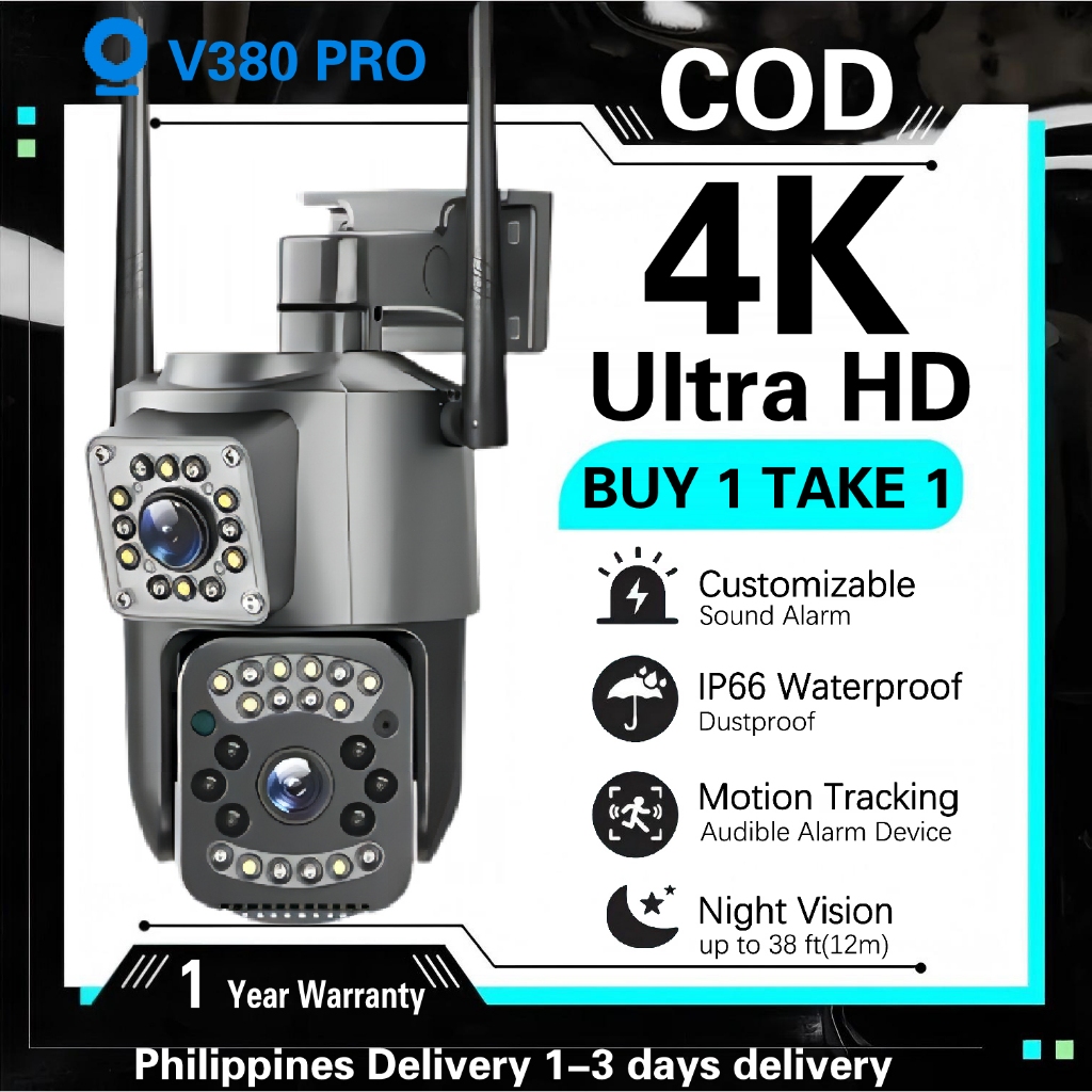 V380 PRO CCTV CAMERA Dual Lens Outdoor 360° 4K HD Auto Tracking 2 Way ...