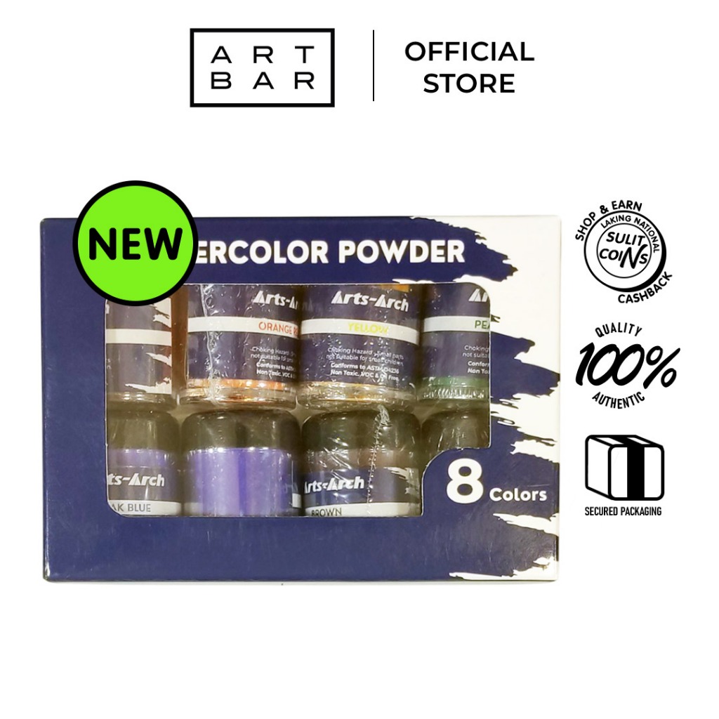 Arts-arch Watercolor Powder 8 Colors 7.5ml in Plastic Bottle - Art Bar ...
