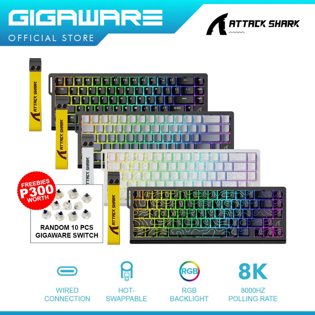 Attack Shark X68 HE 60% Wired 8KHz Rapid Trigger Mechanical Gaming ...