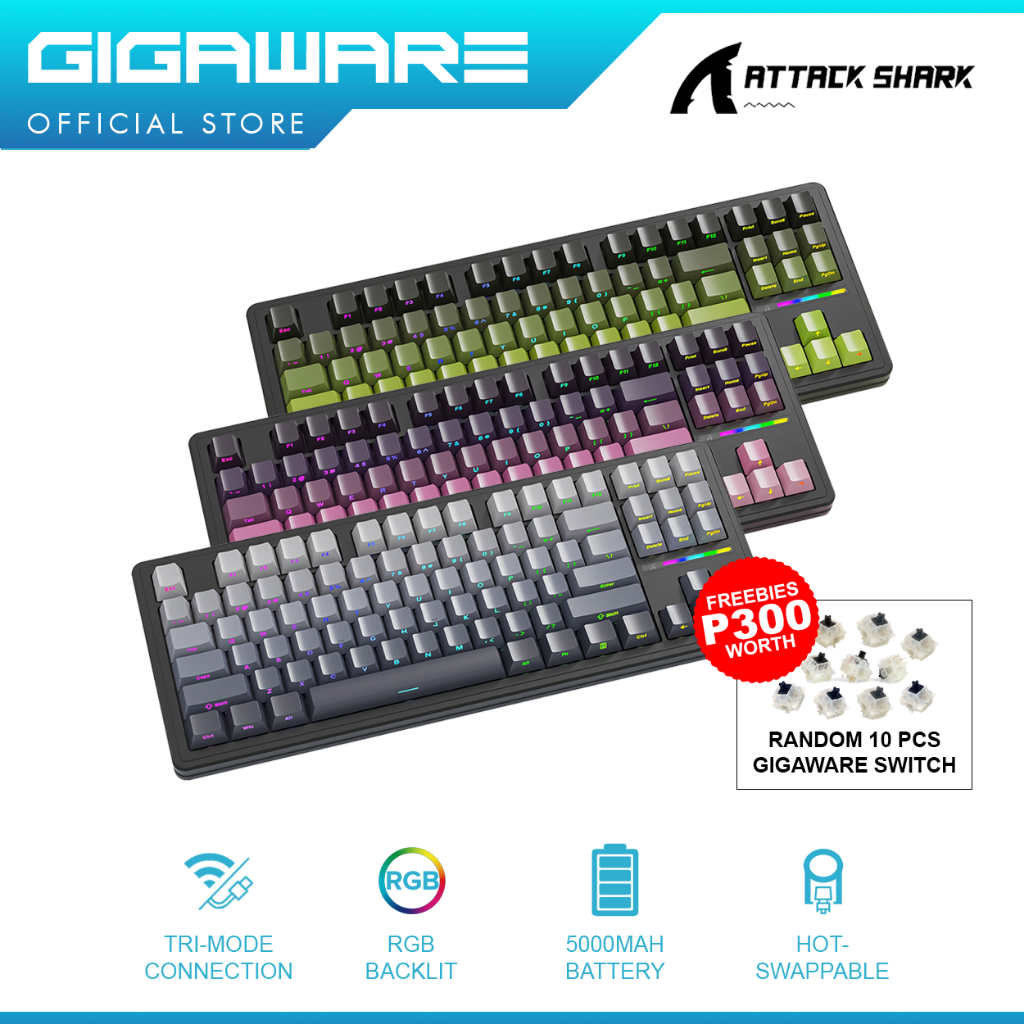 Attack Shark M87 PRO V2 Tri Mode Gasket Mounted Wireless Hot Swappable ...