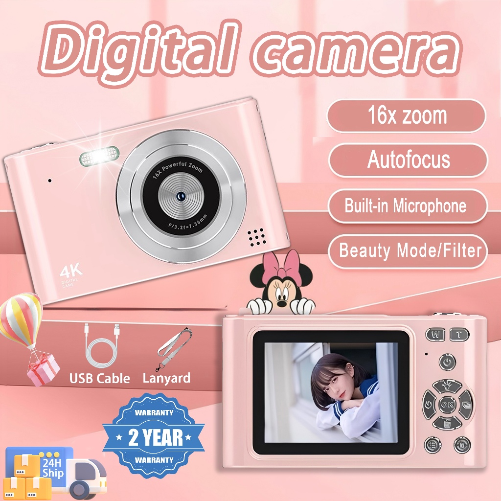 4K Digital Camera For Photography CCD Flash HD 16X ZOOM Digicam For ...