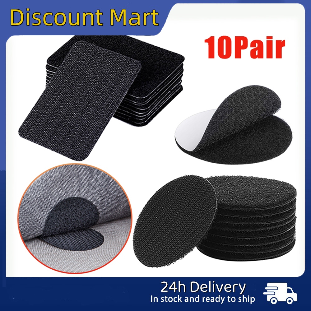 10 Pairs Self-adhesive Velcro Tape Fixing Round Hook and Loop Nylon ...