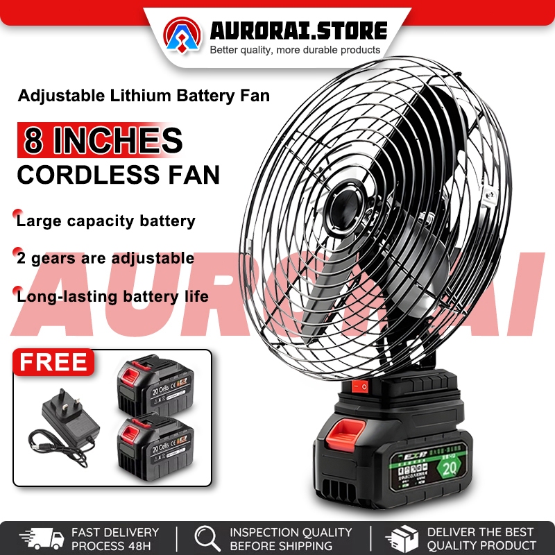 8-Inch Cordless Rechargeable Fan Portable Lithium Battery Fan Outdoor ...