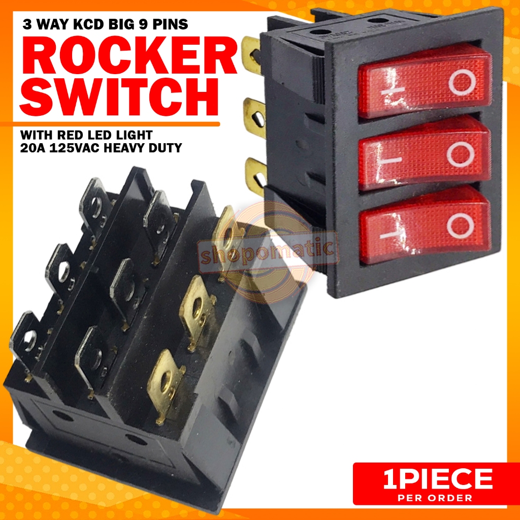 KCD Big Rocker Switches red 3-Way Switch 9 Pin 2 Position 15A 250V 20A ...