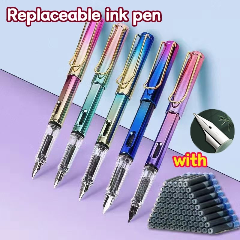 Simple Fountain Pen Replaceable Ink Calligraphy Practice Pen Stationery ...