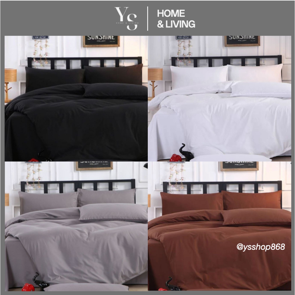 3in1 Plain Bedsheet Set (Black, White, Gray, Brown, Beige) | Shopee ...