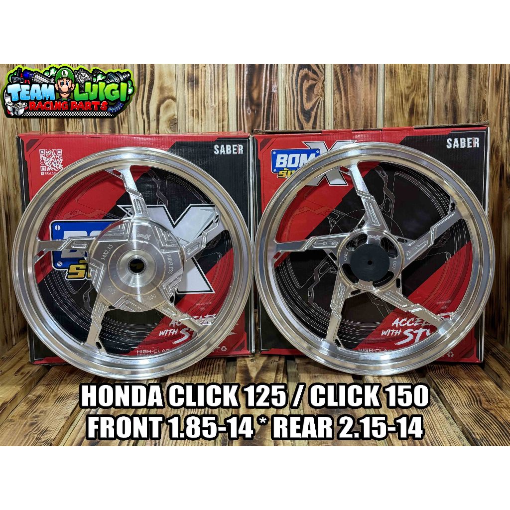 BOM X SABER CNC MAGS 14s 5 SPOKES HONDA CLICK 125 / CLICK 150 (100% ...
