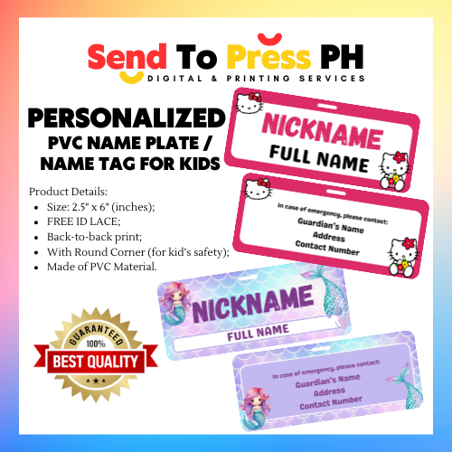 CUSTOMIZED / PERSONALIZED PVC NAME PLATE / NAME TAG FOR KIDS - GIRLS ...