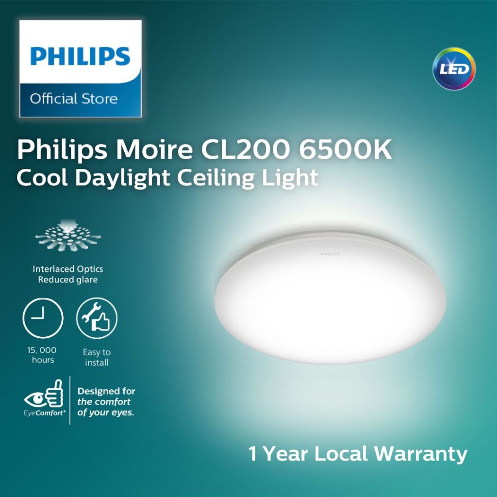 Philips CL200 Moire LED Ceiling 10W/17W/20W Cool Daylight | Shopee ...