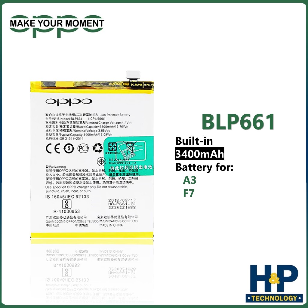 BLP661 for Oppo F7 / A3 Battery | Shopee Philippines