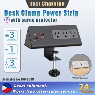 Desk Clamp Power Strip Extension Cord With USB C Port PD 20W 2 Meter ...