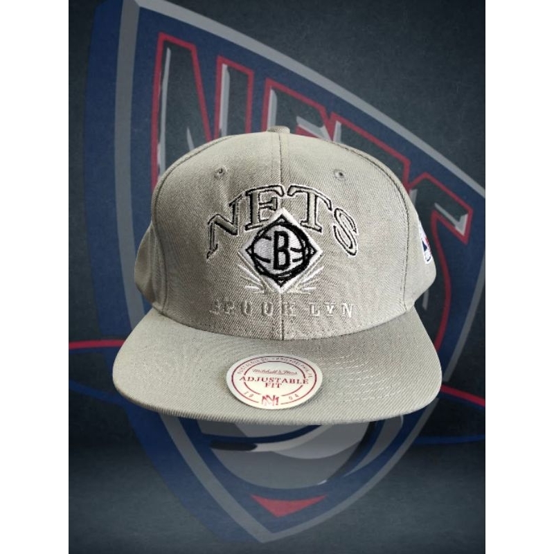Mitchell and Ness Brooklyn Nets Grey Snapback Cap | Shopee Philippines
