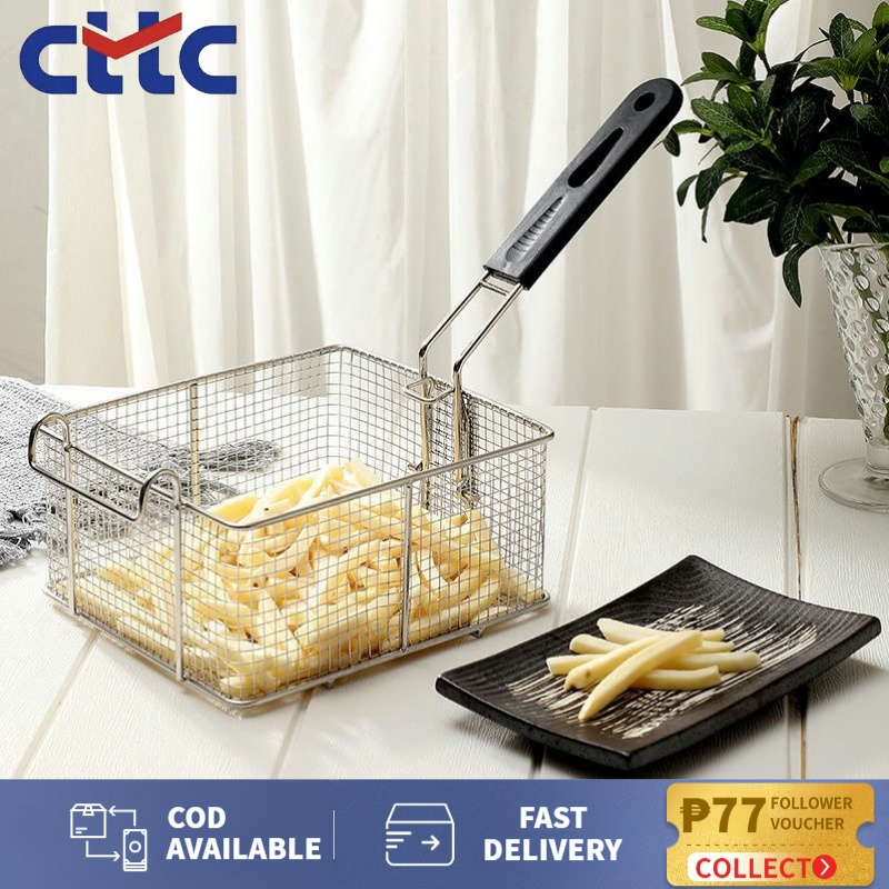 French Fries Basket Oil Food Frying Square Cooking Tools Commercial ...