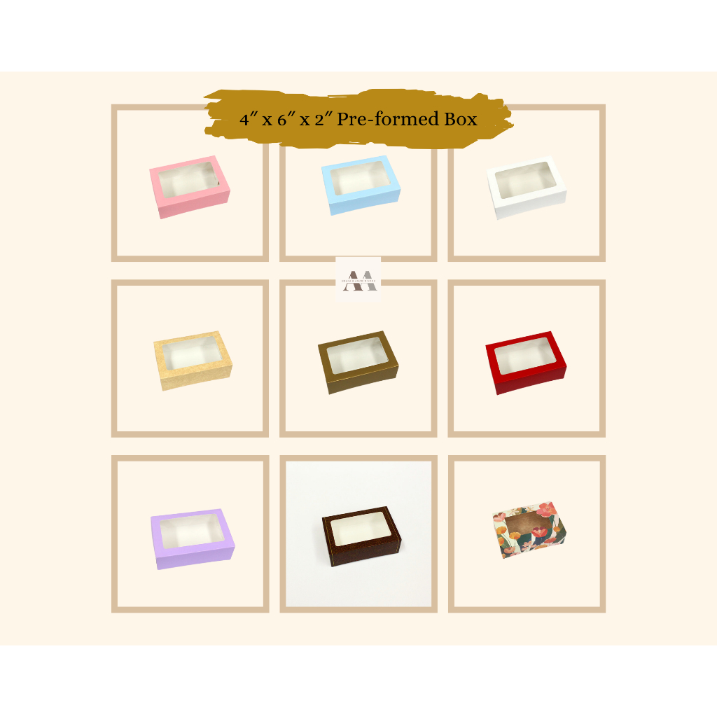 20 pcs - 4 x 6 x 2 Pre-formed Box (for cupcakes, macarons and pastries ...