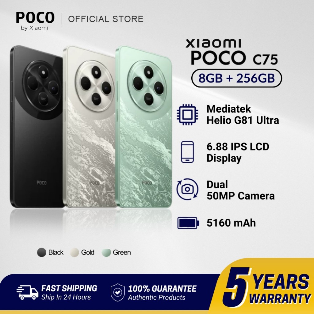 Xiaomi POCO C75 5G Smartphone (8GB+256GB)| 6.88" Immersive Display ...