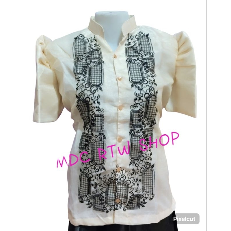Ladies Barong maria clara sleeves(beige or black color embroidery ...