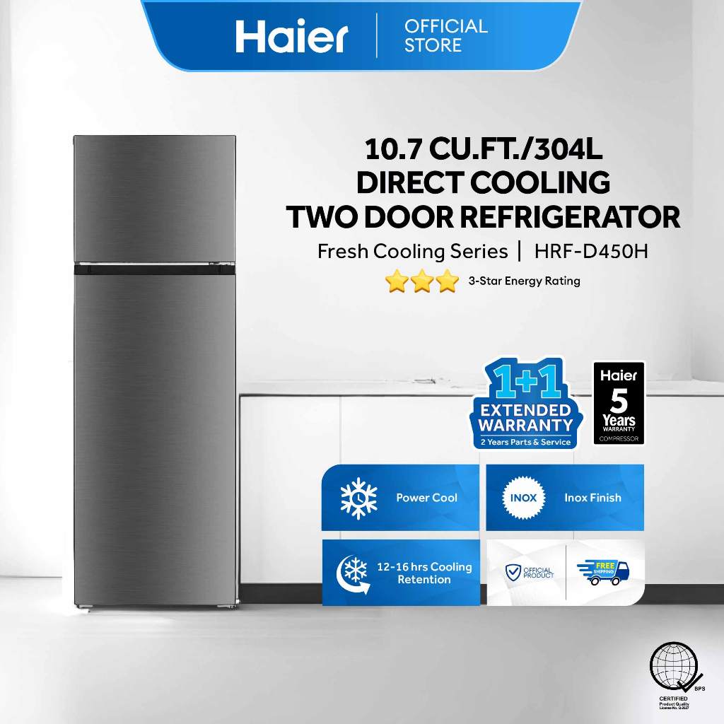 Haier HRF-D450H 10.73 cu.ft./304L Fresh cooling Two Door Refrigerator ...