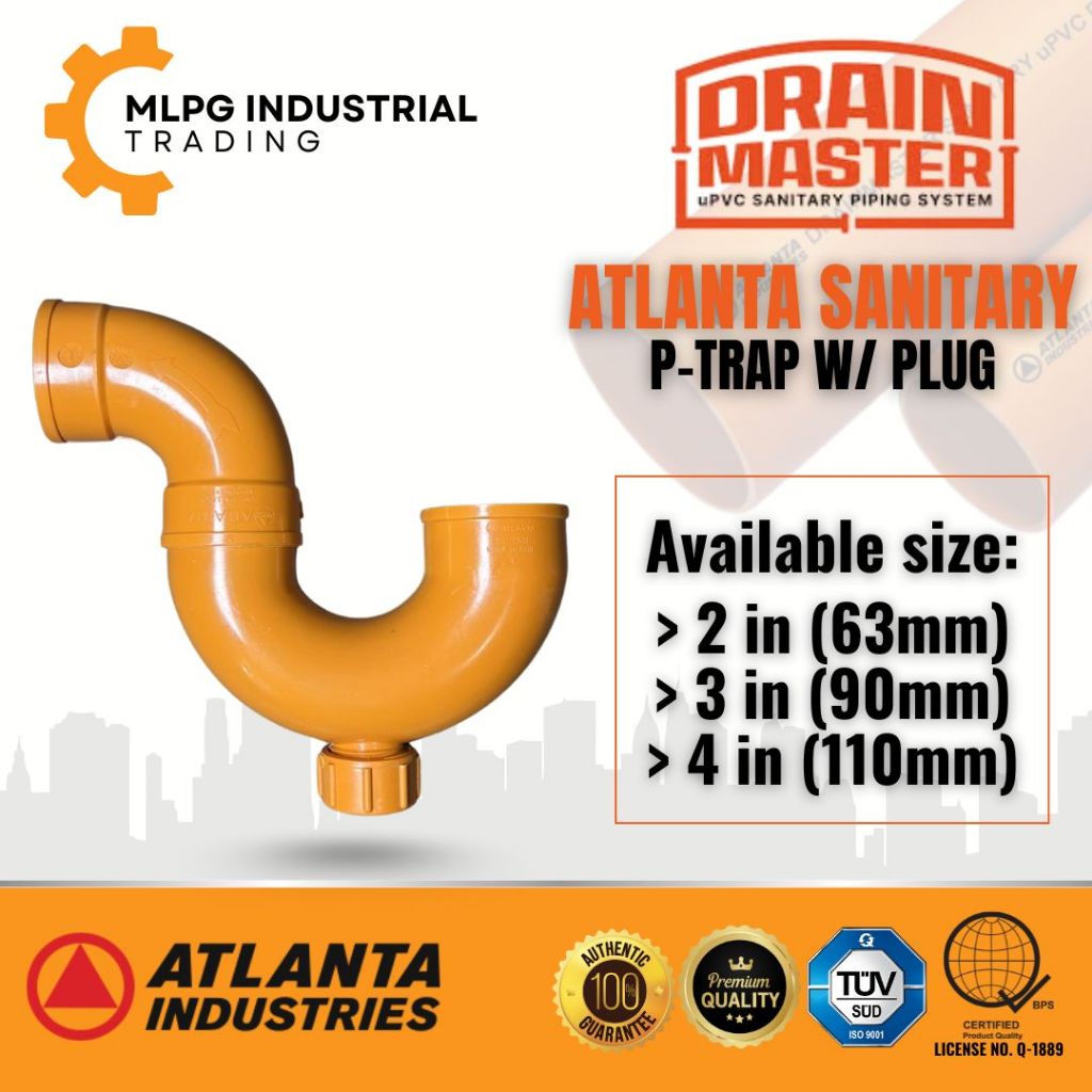 ATLANTA uPVC SANITARY P-TRAP with PLUG | (2", 3", 4" inches) (PER PCS ...
