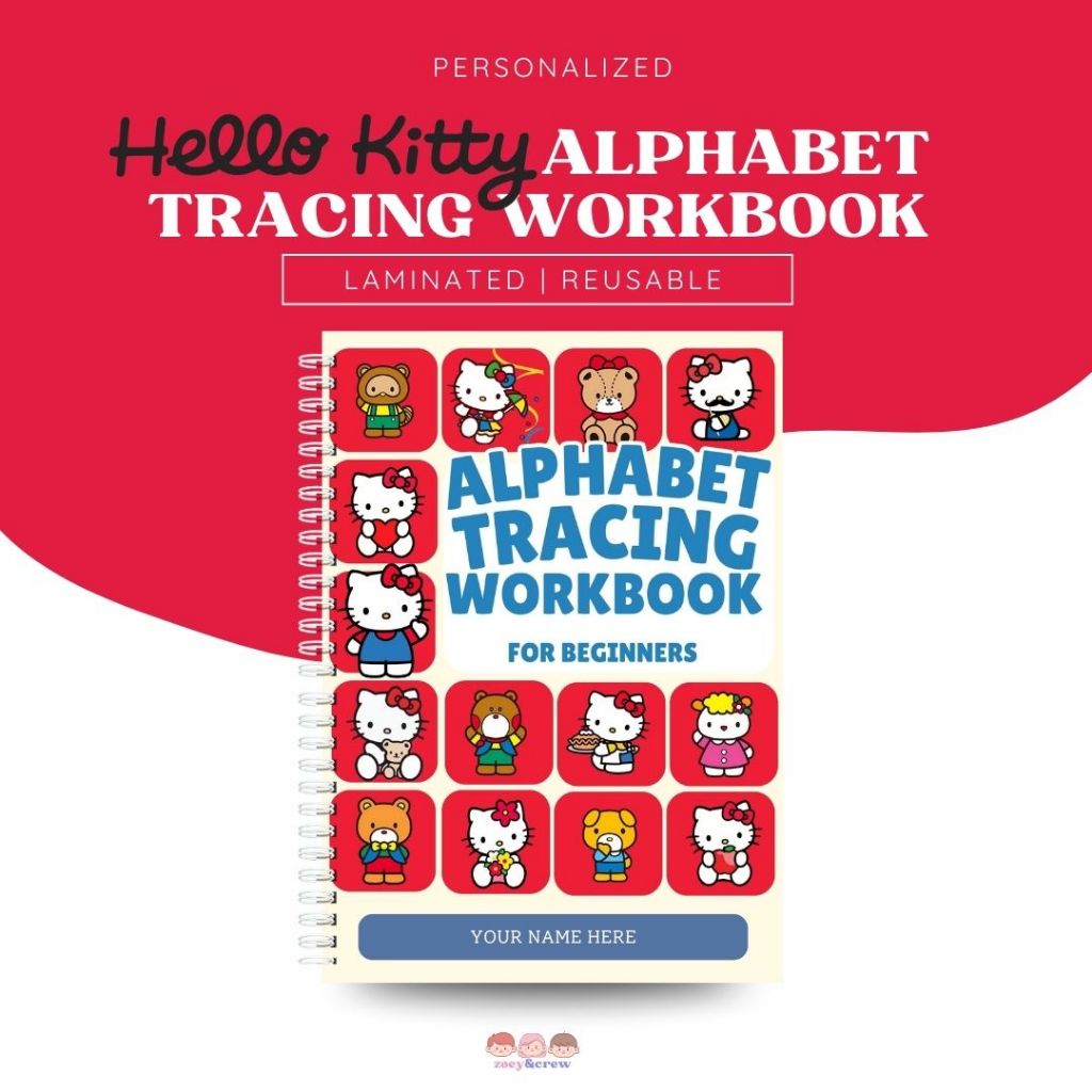 zoey&crew Hello Kitty Alphabet Tracing Workbook | A4 | Laminated ...