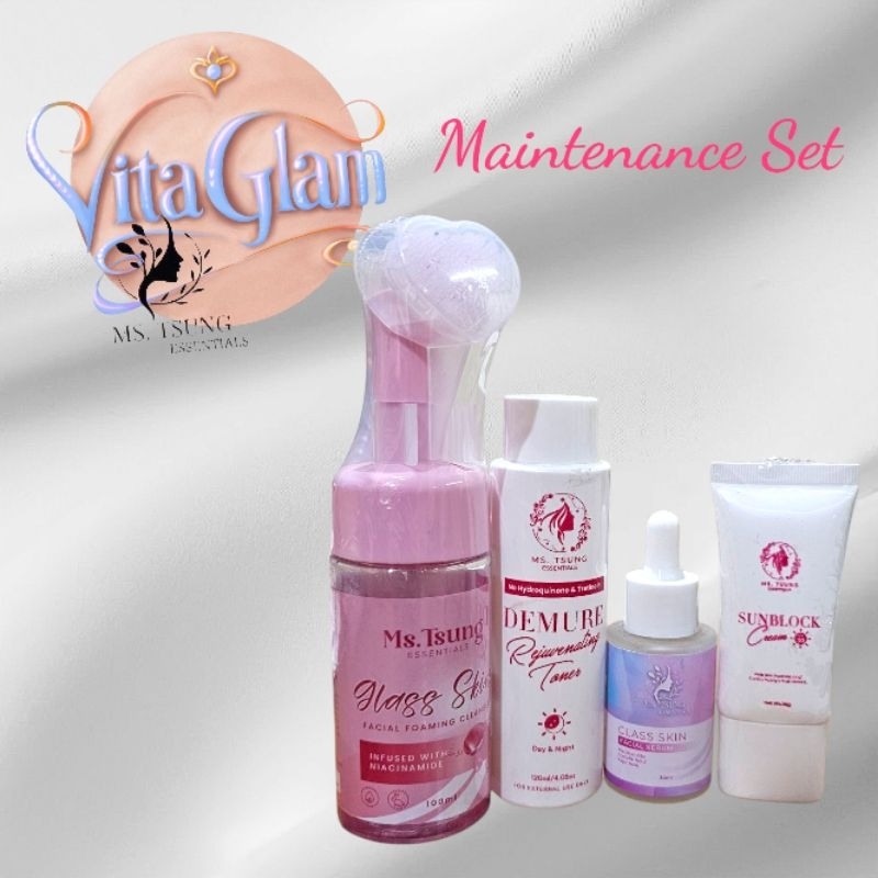 Ms Tsung MAINTENANCE SET FACE (Foam wash, Rejuvenating Toner, Glass Skin serum, Luminous ...