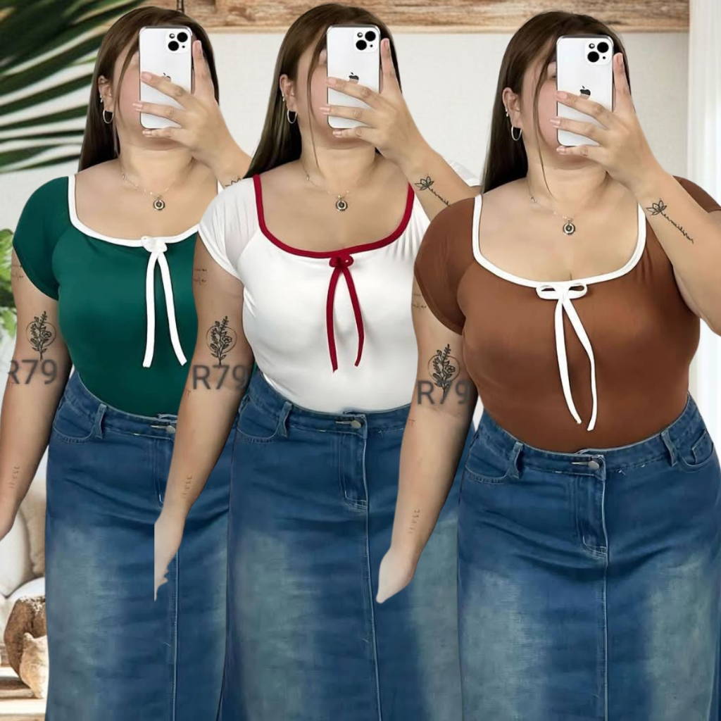 Plus size Blouse for women square neck top Fit XL-2XL double lining Off ...