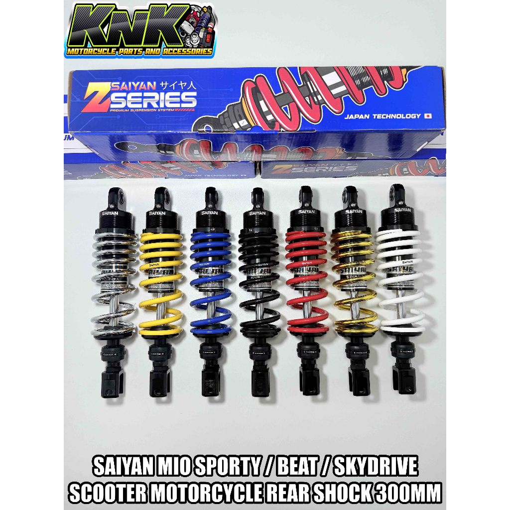 SAIYAN REAR SHOCK FULLY ADJUSTABLE 300MM FOR MIO SPORTY / BEAT / SKYDRIVE / MIO I 125 MADE IN ...