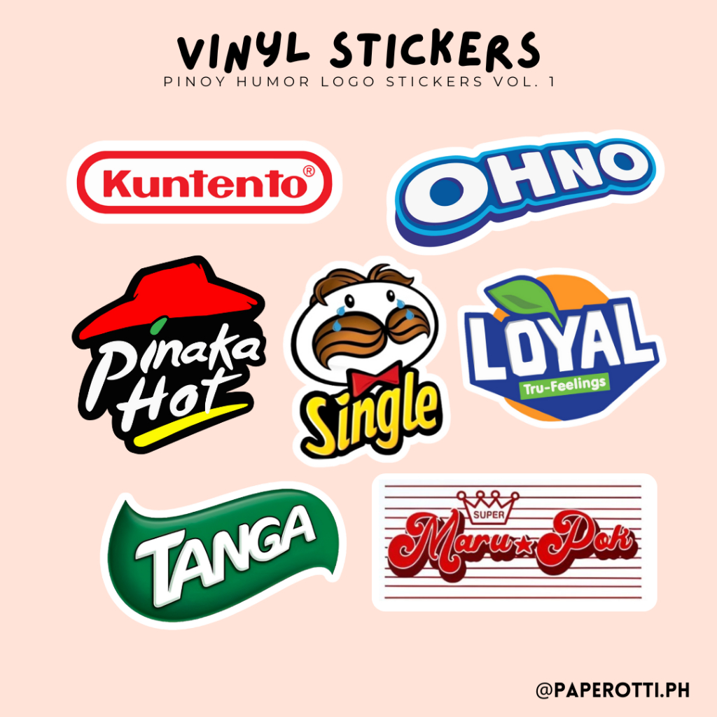 Funny Pinoy Logo Stickers Vol.1 | Waterproof Vinyl Stickers | paperotti ...