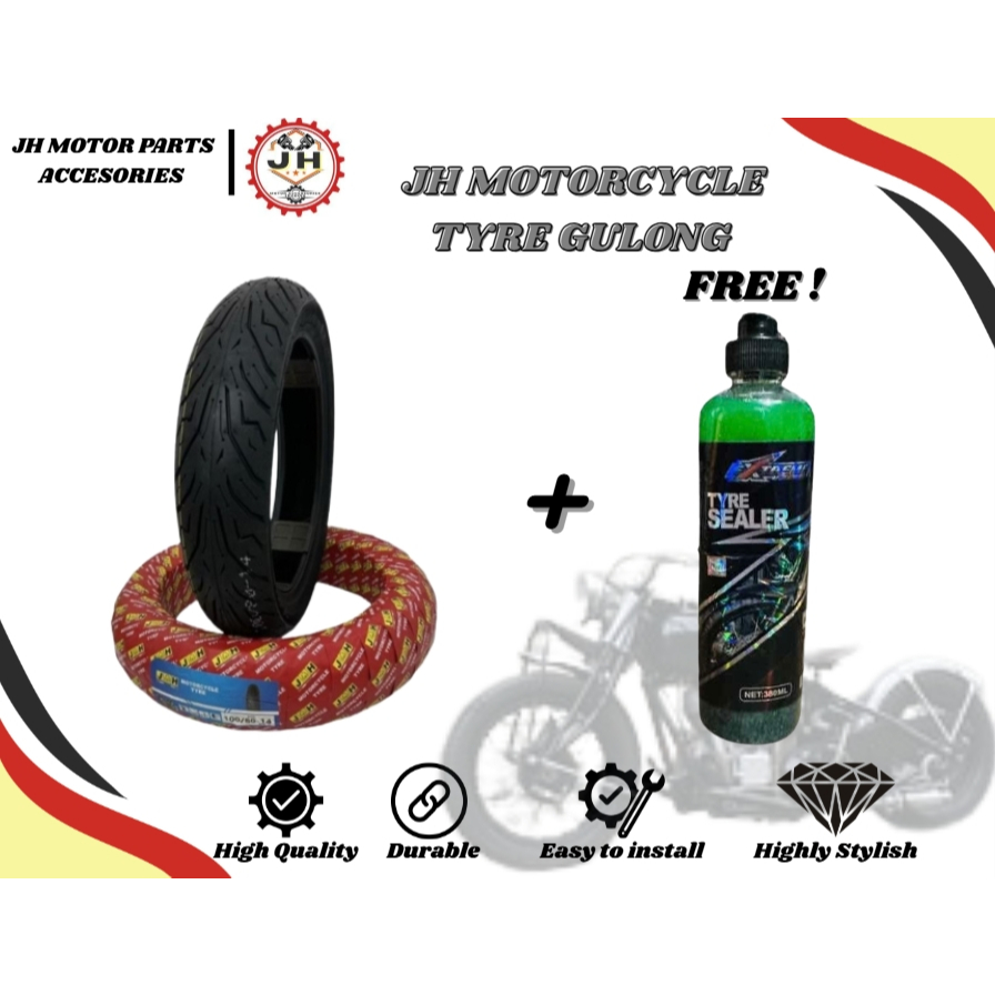 JH MOTORCYCLE TIRE (GULONG) 13” 14”17‘’ RIM TUBELESS WITH FREE TYRE ...