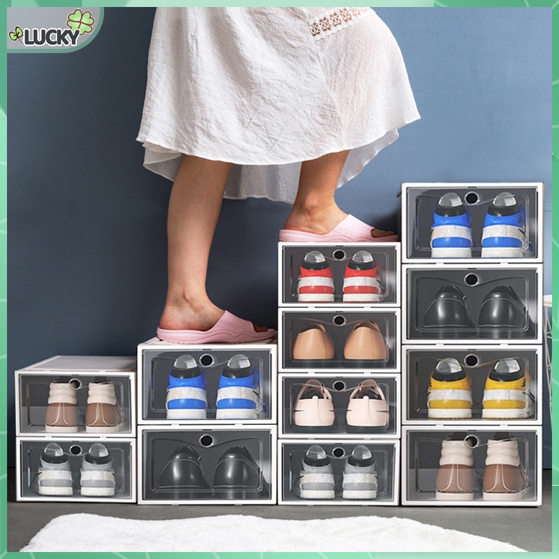 Hard Plastic Big Size Shoe Box Stackable Drawer Shoe Box Storage ...